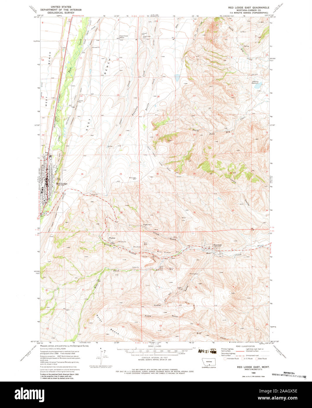 Red lodge montana map hi-res stock photography and images - Alamy