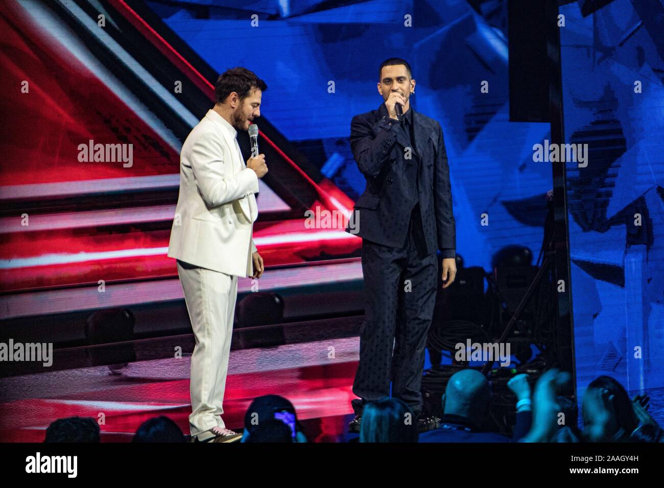 Mahmood at X Factor 13 at Candy Arena on November 21, 2019 in Milano ...
