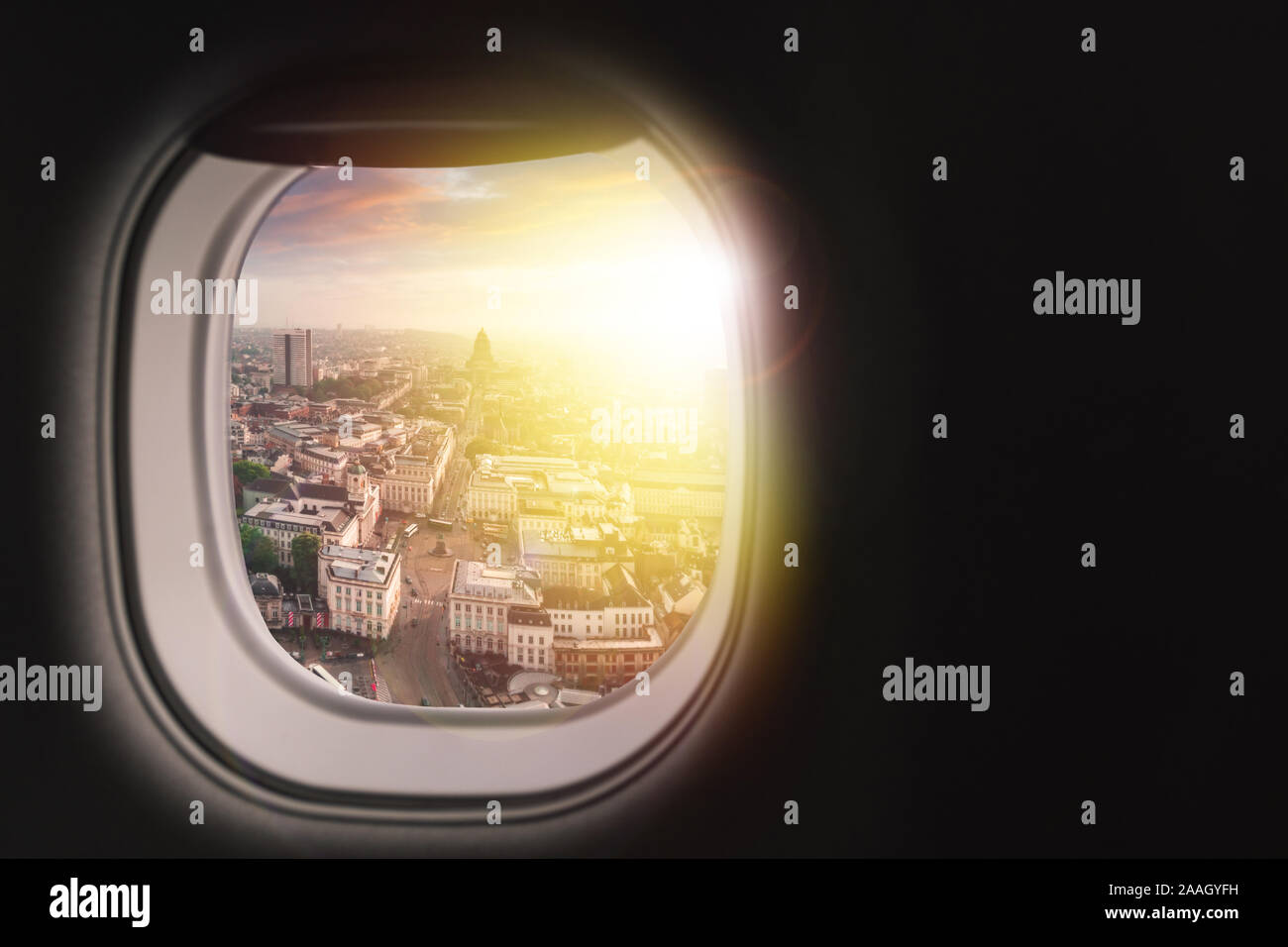 Brussels, Belgium airplane window view Stock Photo - Alamy