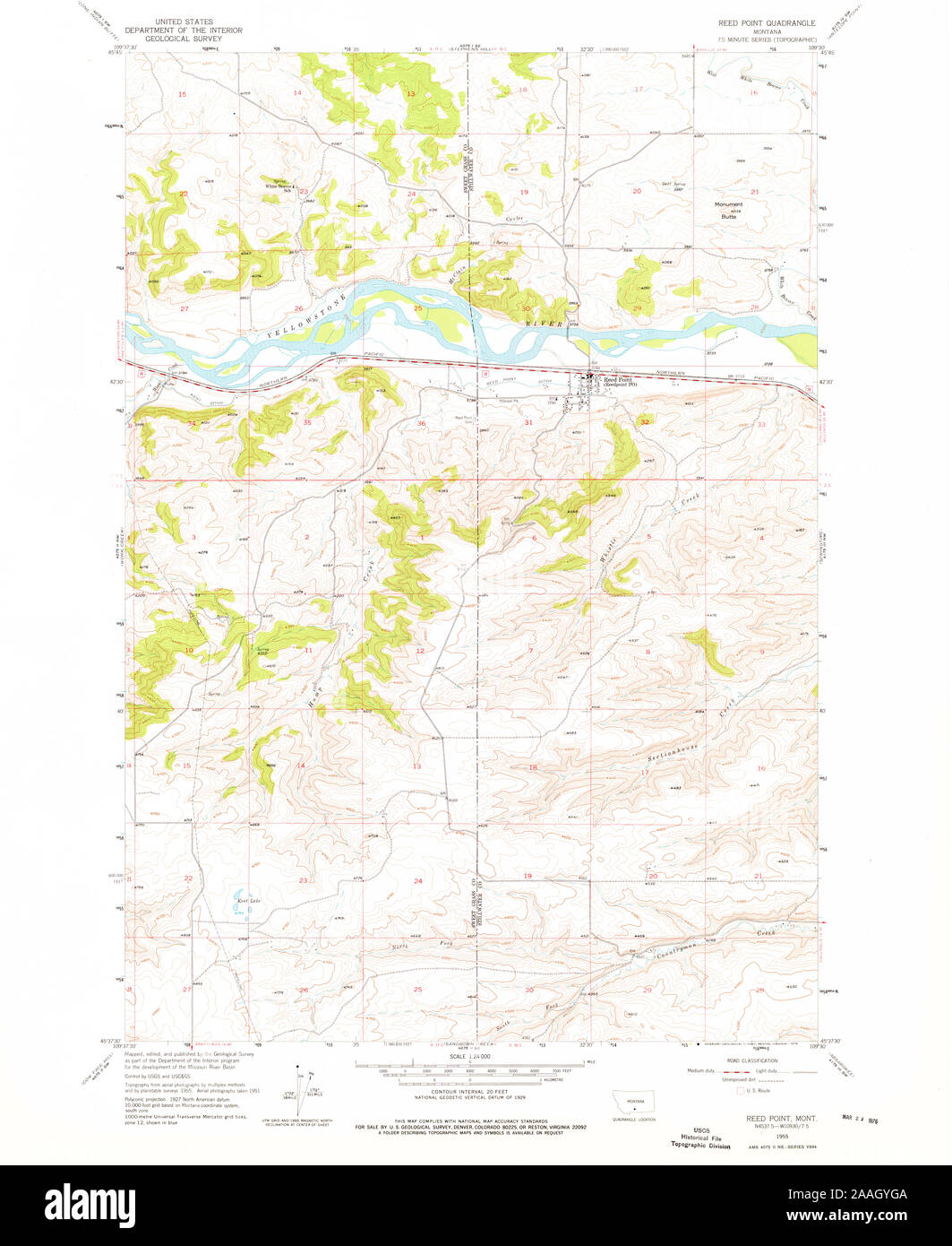USGS TOPO Map Montana MT Reed Point 266291 1955 24000 geo Restoration ...