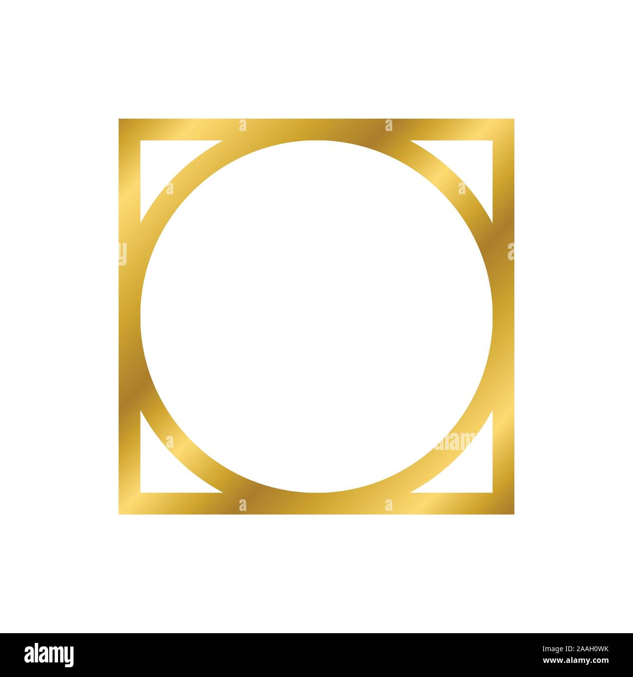 Gold shiny glowing vintage square and circle frame with shadows ...