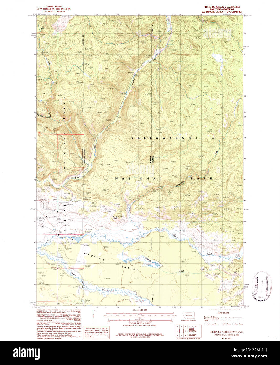 USGS TOPO Map Montana MT Richards Creek 266322 1986 24000 geo ...