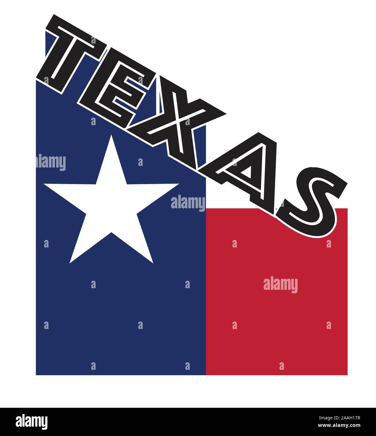 Texas text angled over the state flag Stock Vector Image & Art - Alamy