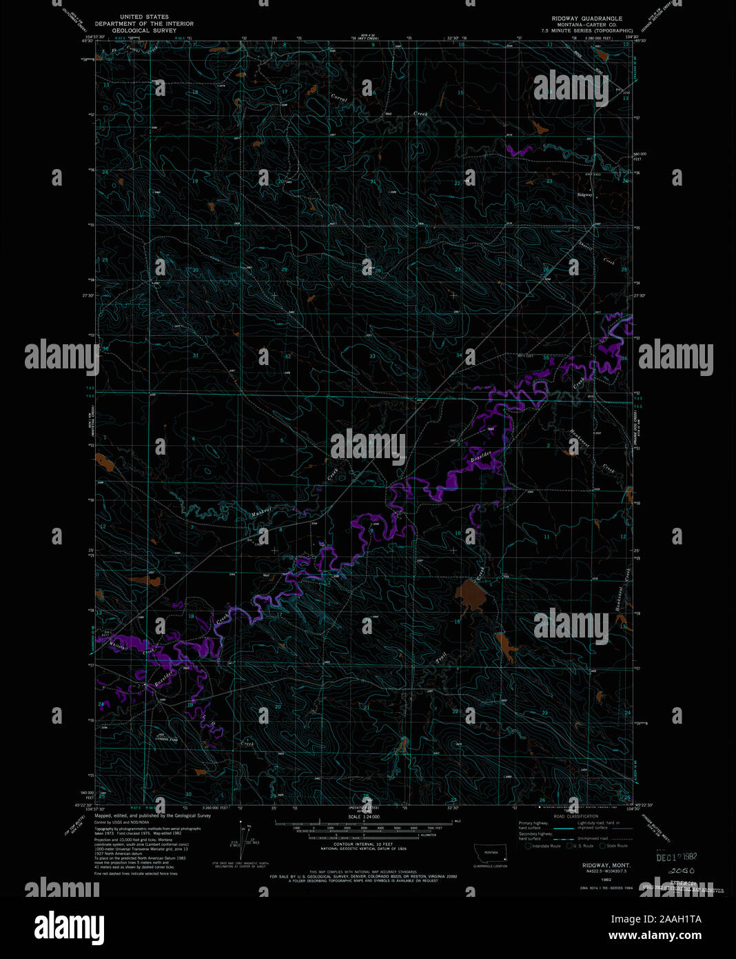 USGS TOPO Map Montana MT Ridgway 266338 1982 24000 geo Inverted ...