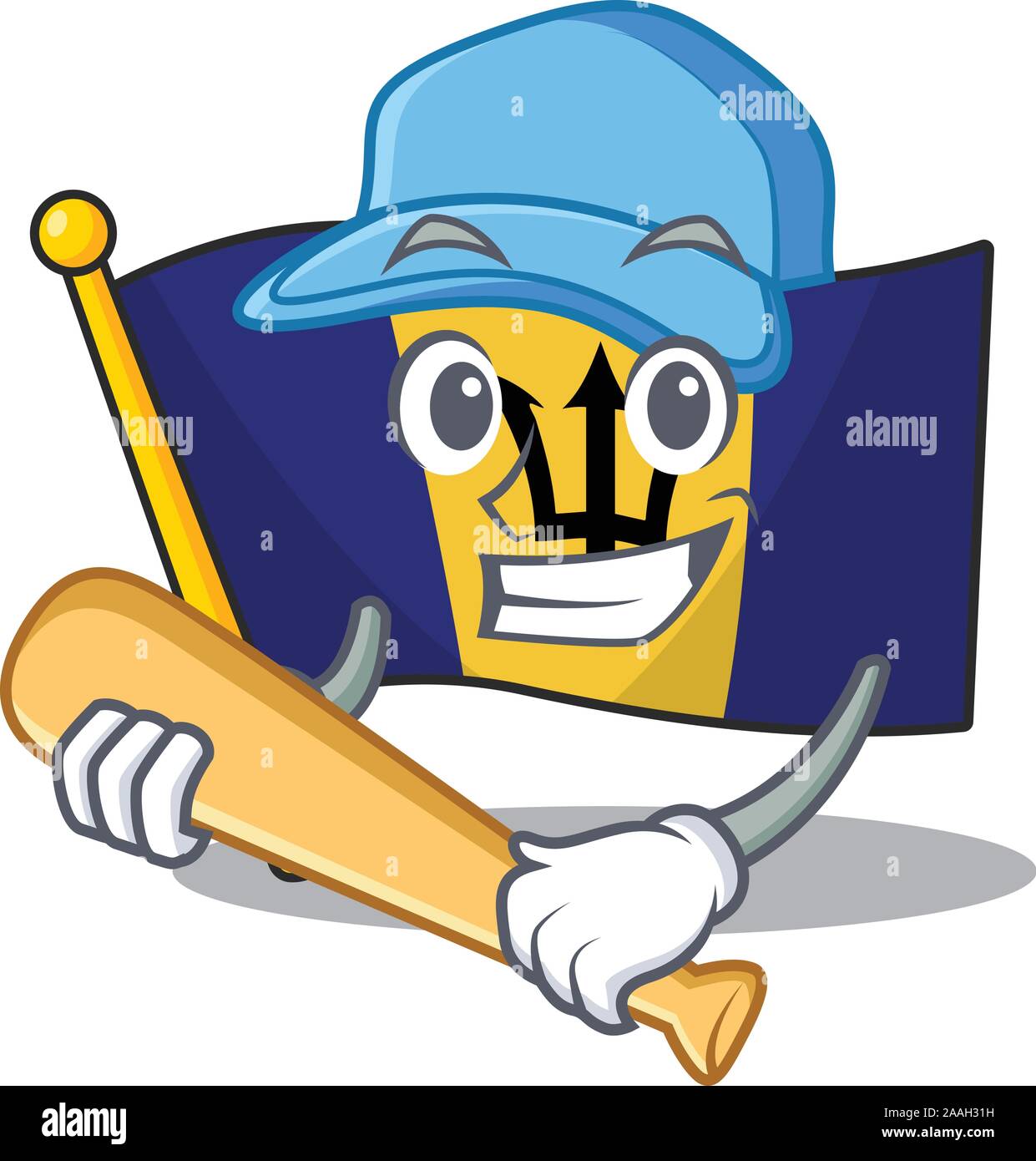 Funny smiling flag barbados cartoon mascot playing baseball Stock ...