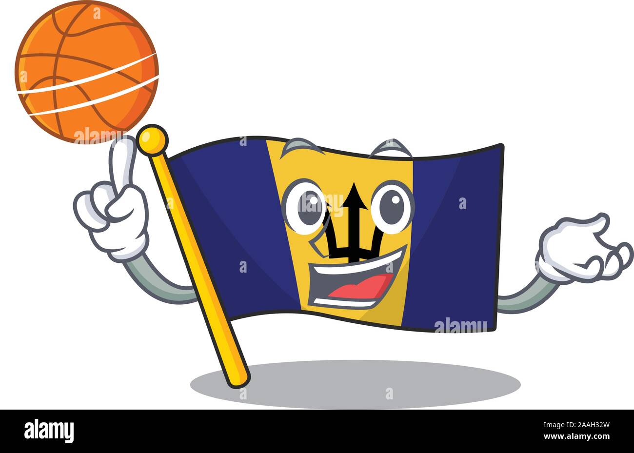 Illustration of flag barbados cartoon style with basketball Stock ...