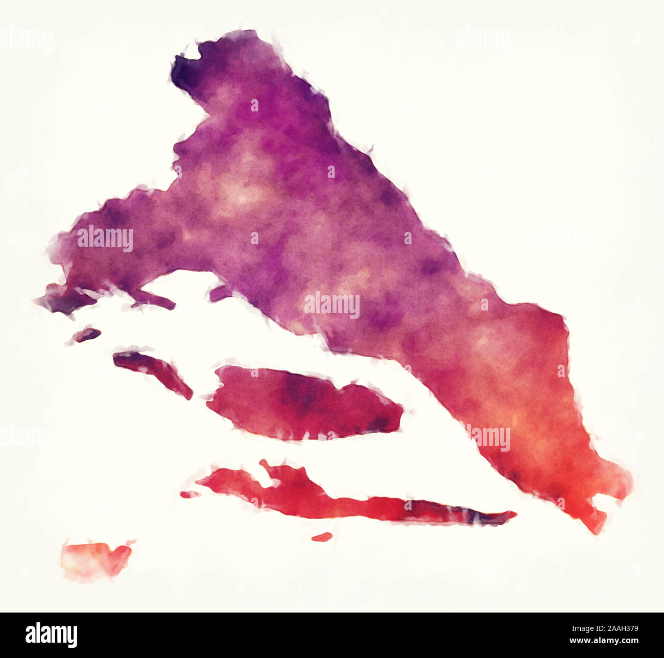 Split-Dalmatia county watercolor map of Croatia Stock Photo - Alamy