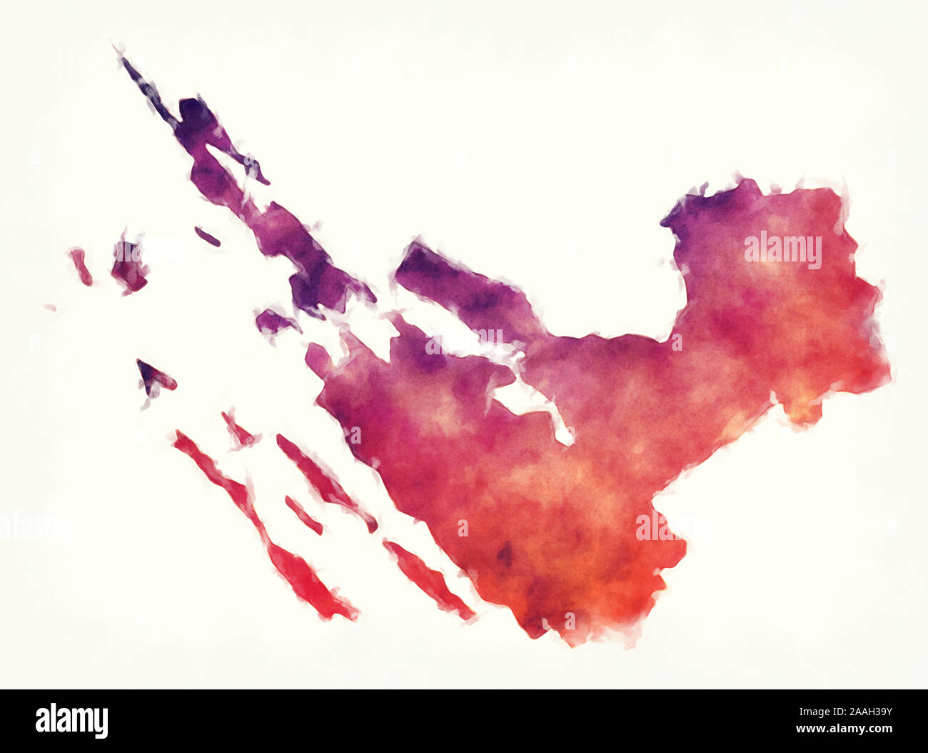 Zadar county watercolor map of Croatia Stock Photo - Alamy