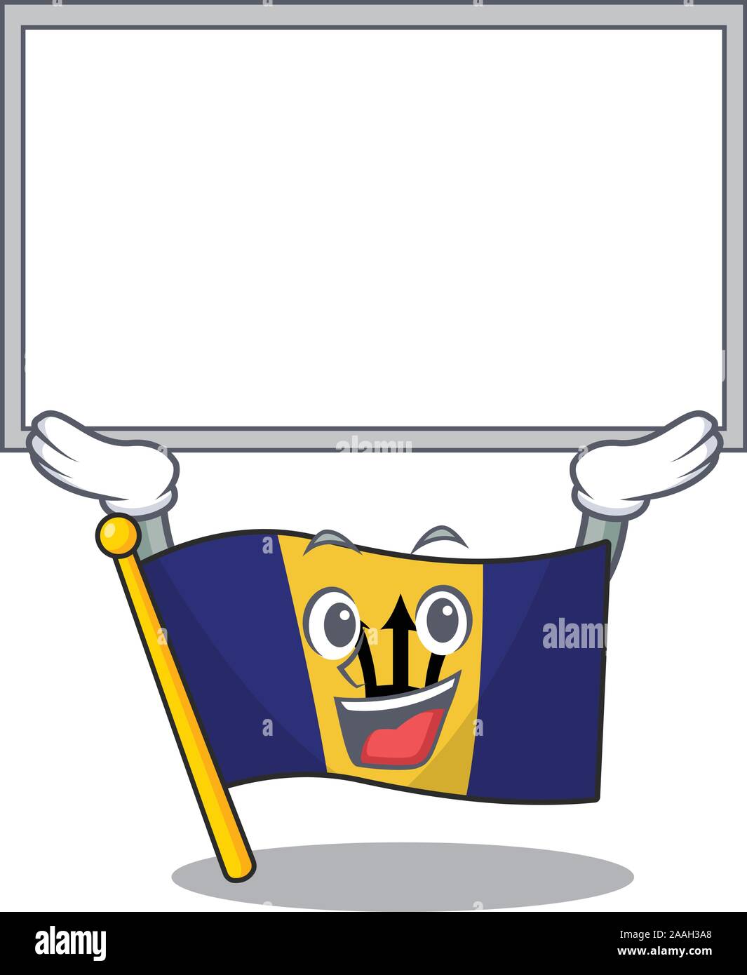 Cute flag barbados cartoon style illustration Up board Stock Vector ...