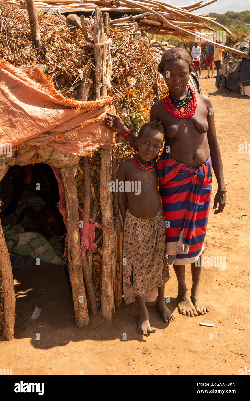 Ethiopia, South Omo, Omorate, Dasenech village, near Kenyan border ...