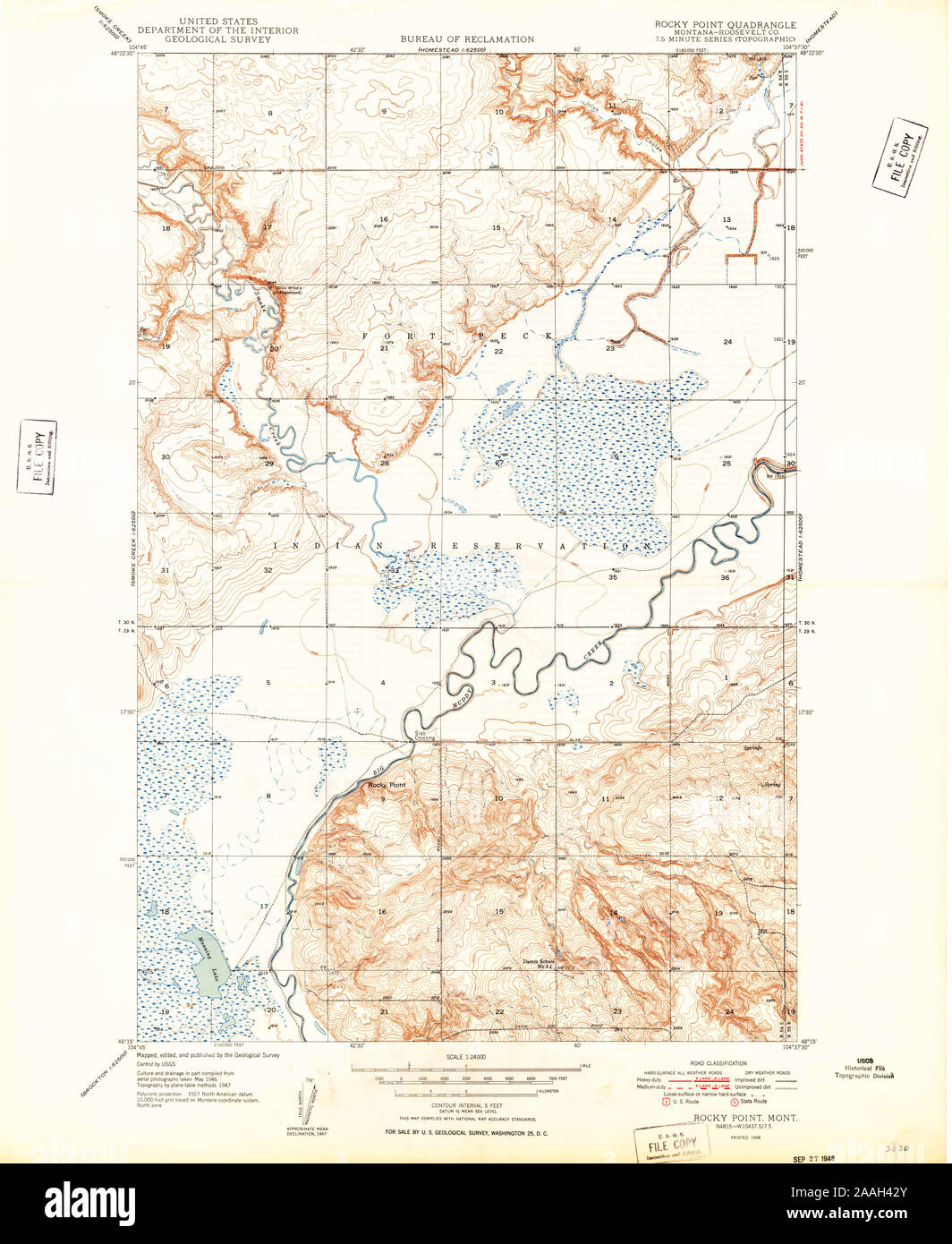 USGS TOPO Map Montana MT Rocky Point 266391 1948 24000 geo Restoration ...
