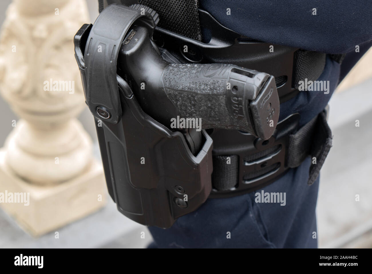 Close Up P99 Walther Police Gun At Amsterdam The Netherlands 2019 On ...