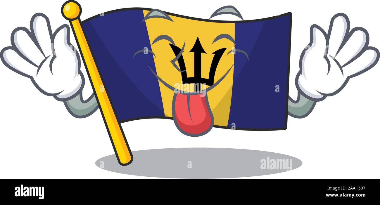 Super cute flag barbados cartoon design with Tongue out Stock Vector ...
