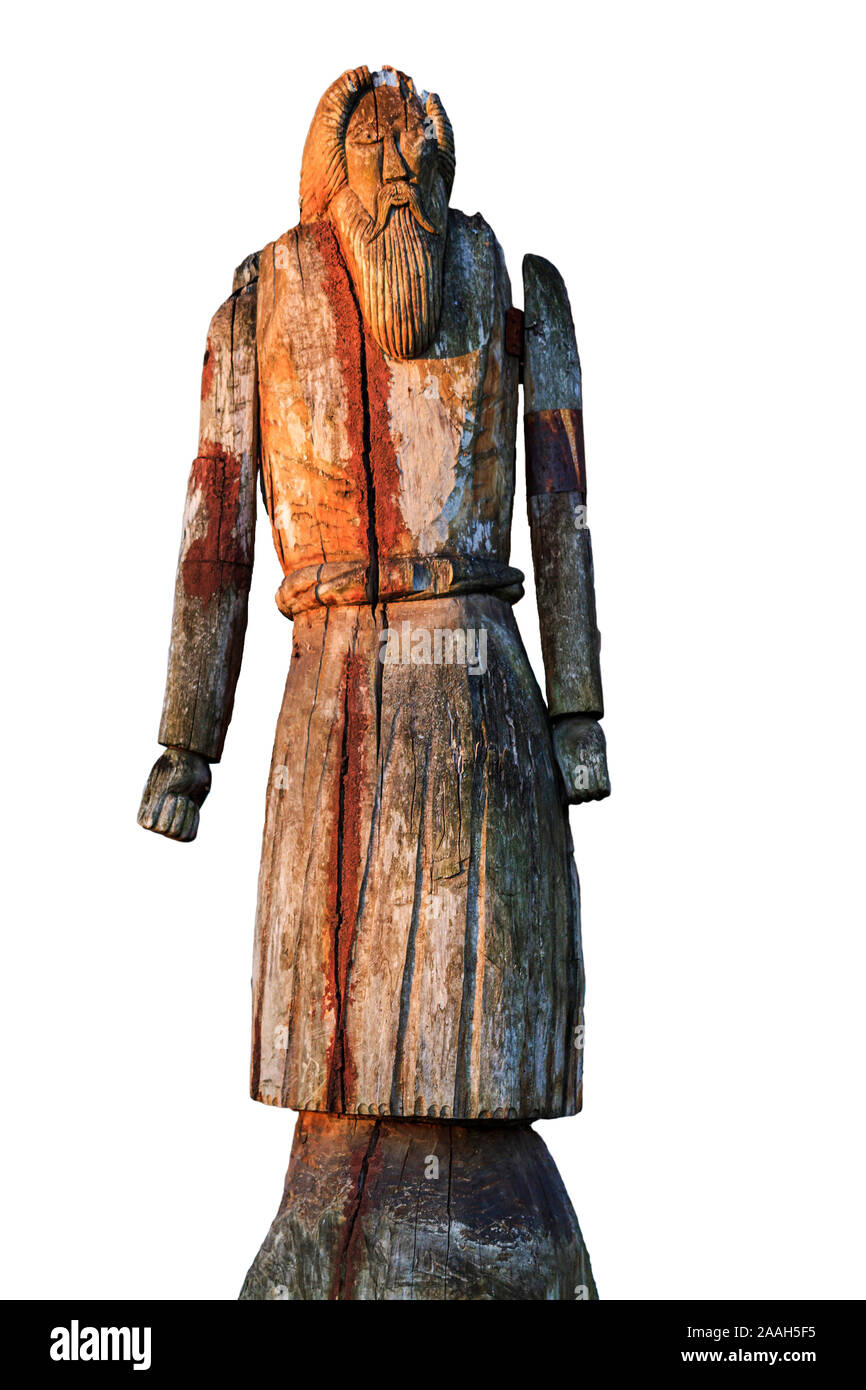 wooden statue of Odin full-length isolated on white background Stock ...