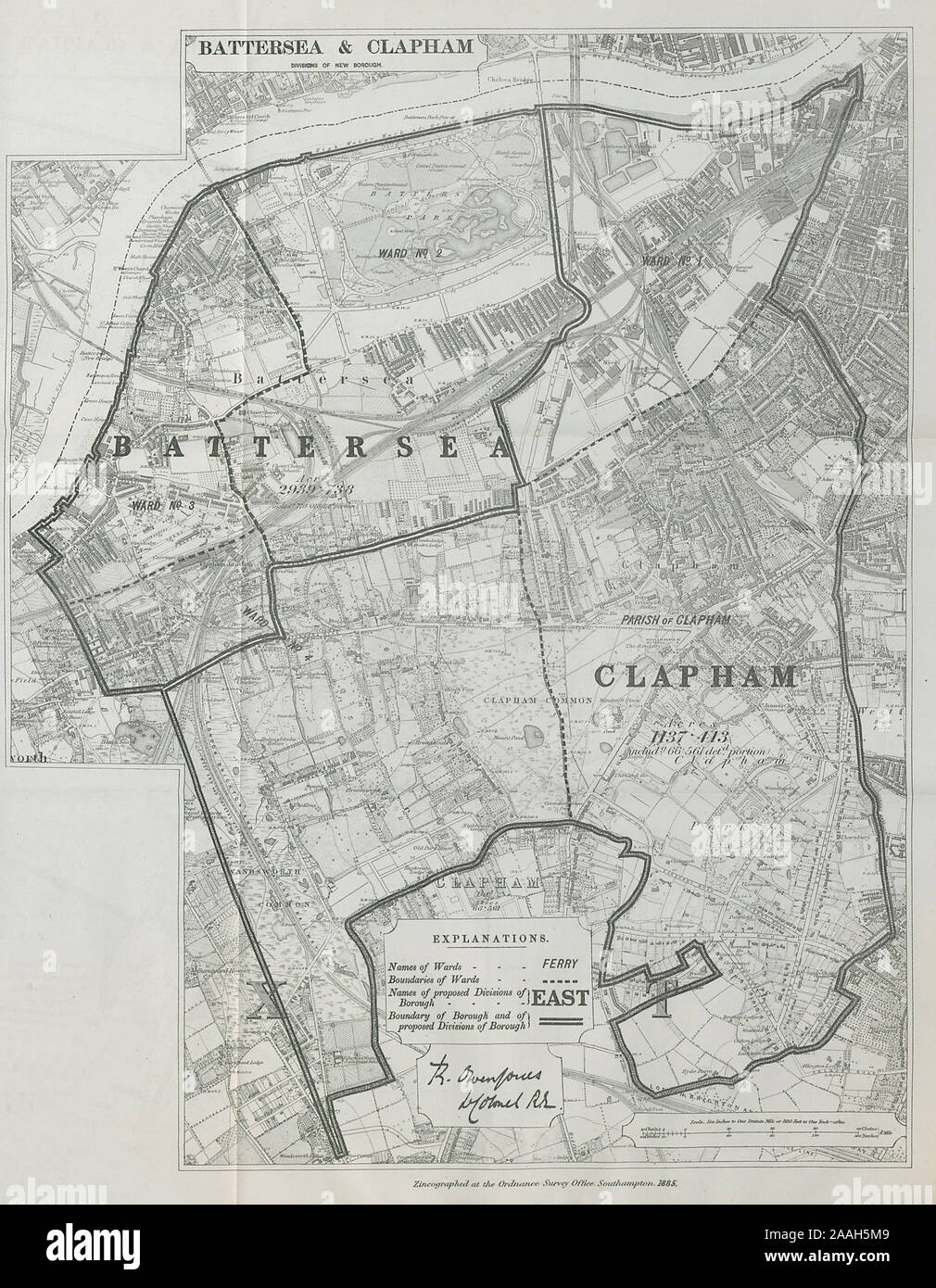 Battersea & Clapham Parliamentary Borough. BOUNDARY COMMISSION 1885 old ...