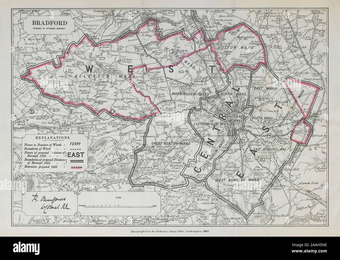 Bradford Parliamentary Borough. Allerton. BOUNDARY COMMISSION 1885 old ...