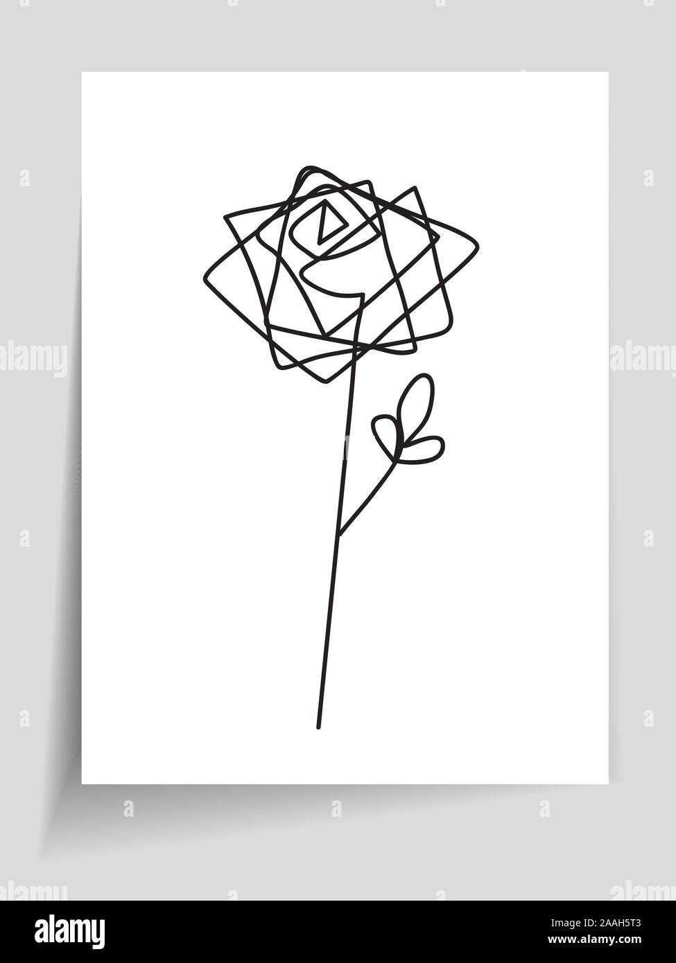 Line rose, vector minimal black flower, minimalist print, linear ...