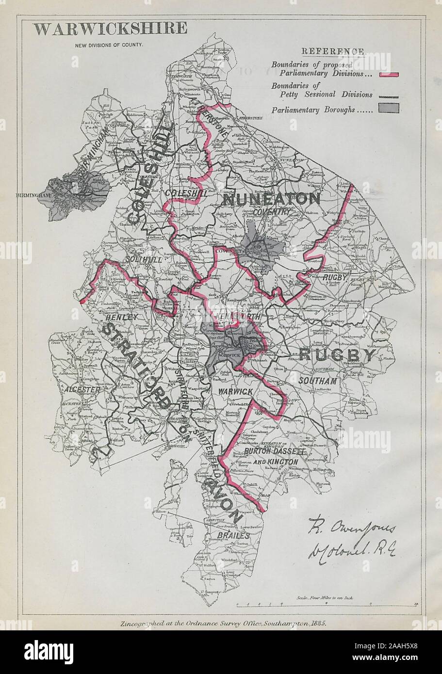 Warwickshire Parliamentary Divisions. Rugby. BOUNDARY COMMISSION 1885 ...
