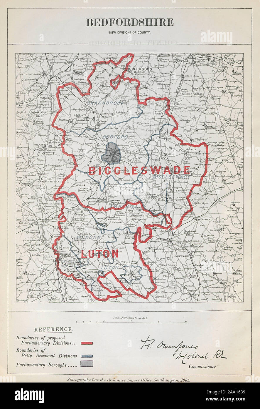Bedfordshire Parliamentary Divisions. Luton. BOUNDARY COMMISSION 1885 ...