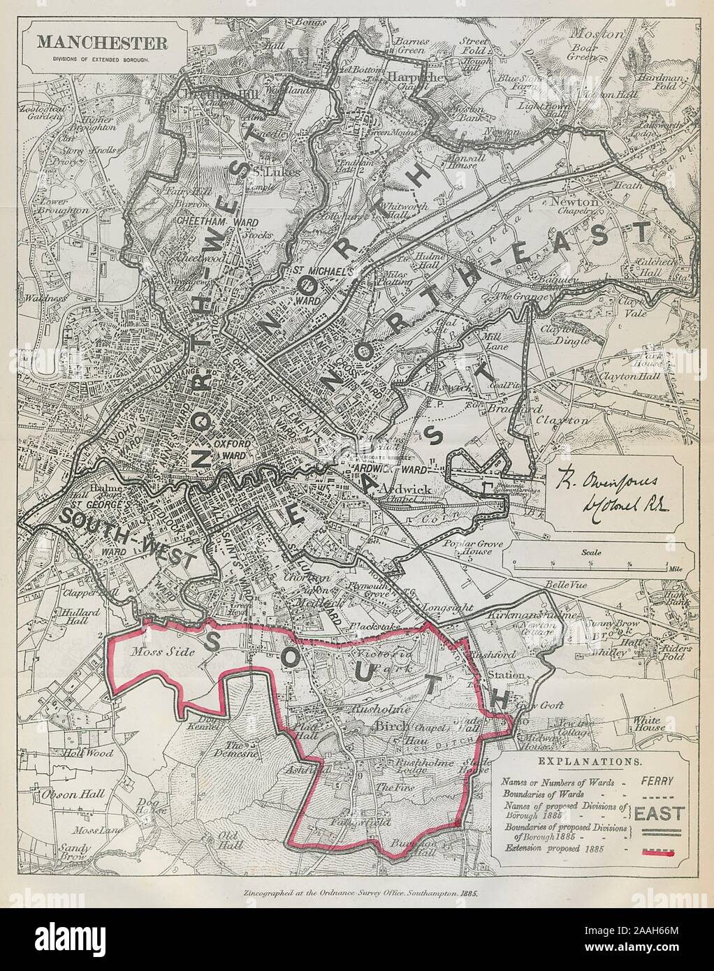 Manchester Parliamentary Borough. BOUNDARY COMMISSION. Jones 1885 old ...
