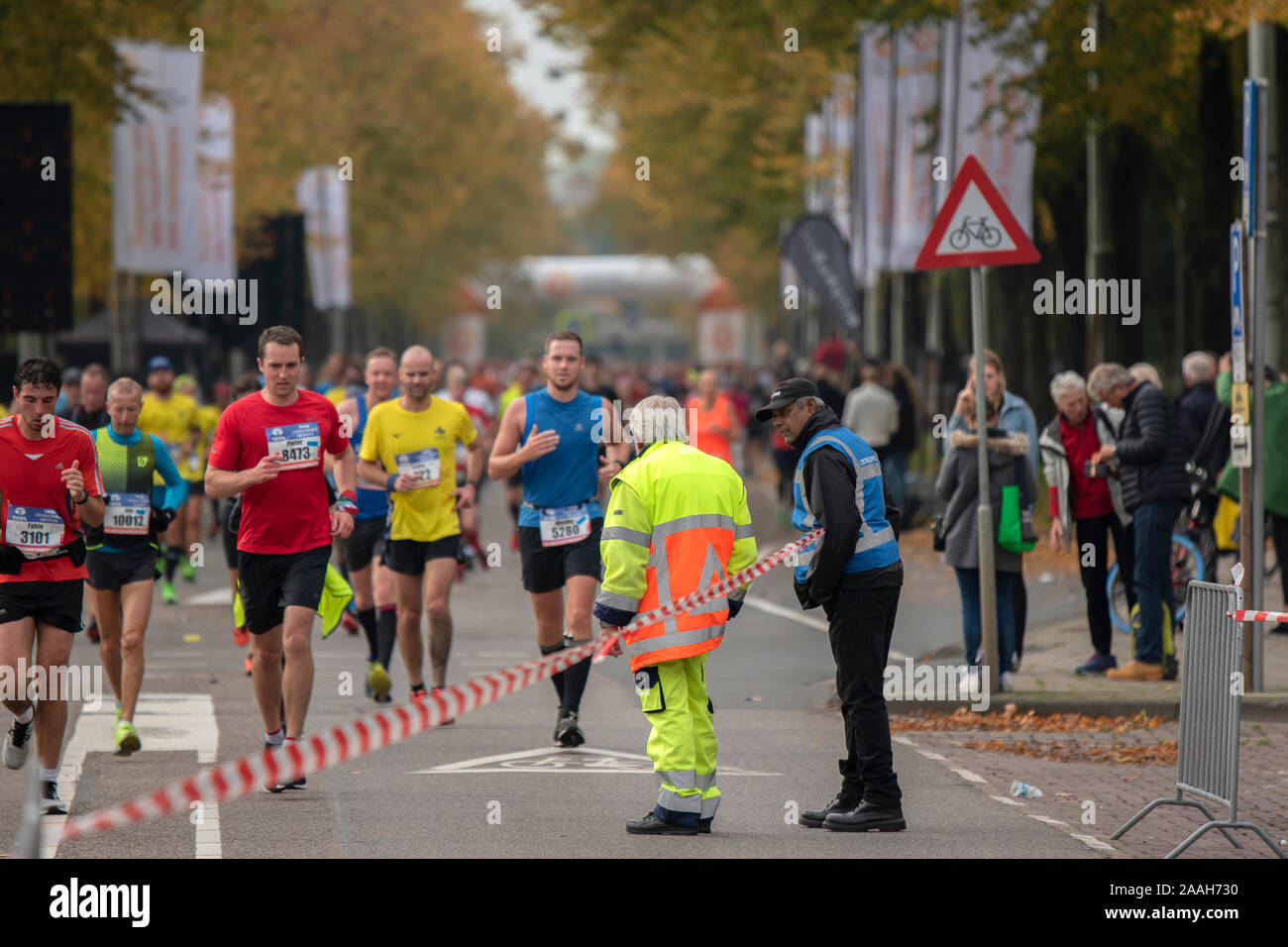 Group Of Runners At The Amsterdam Marathon The Netherlands 2019 Stock ...