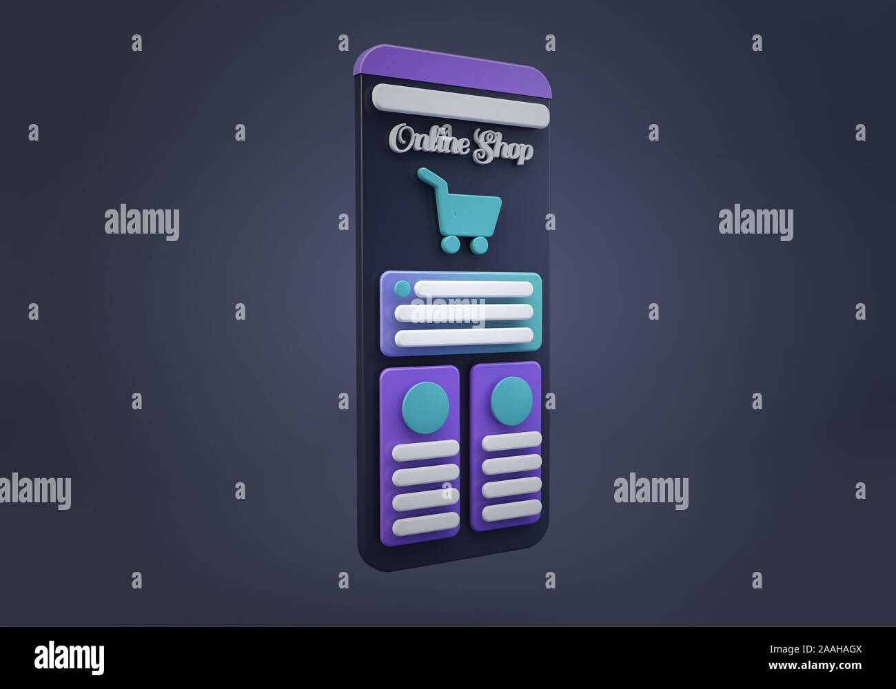 online shop app interface 3d rendering Stock Photo - Alamy