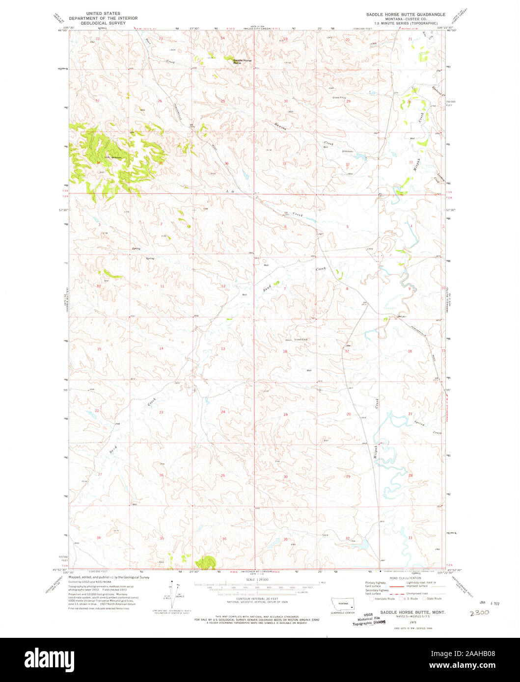 USGS TOPO Map Montana MT Saddle Horse Butte 266474 1973 24000 geo ...