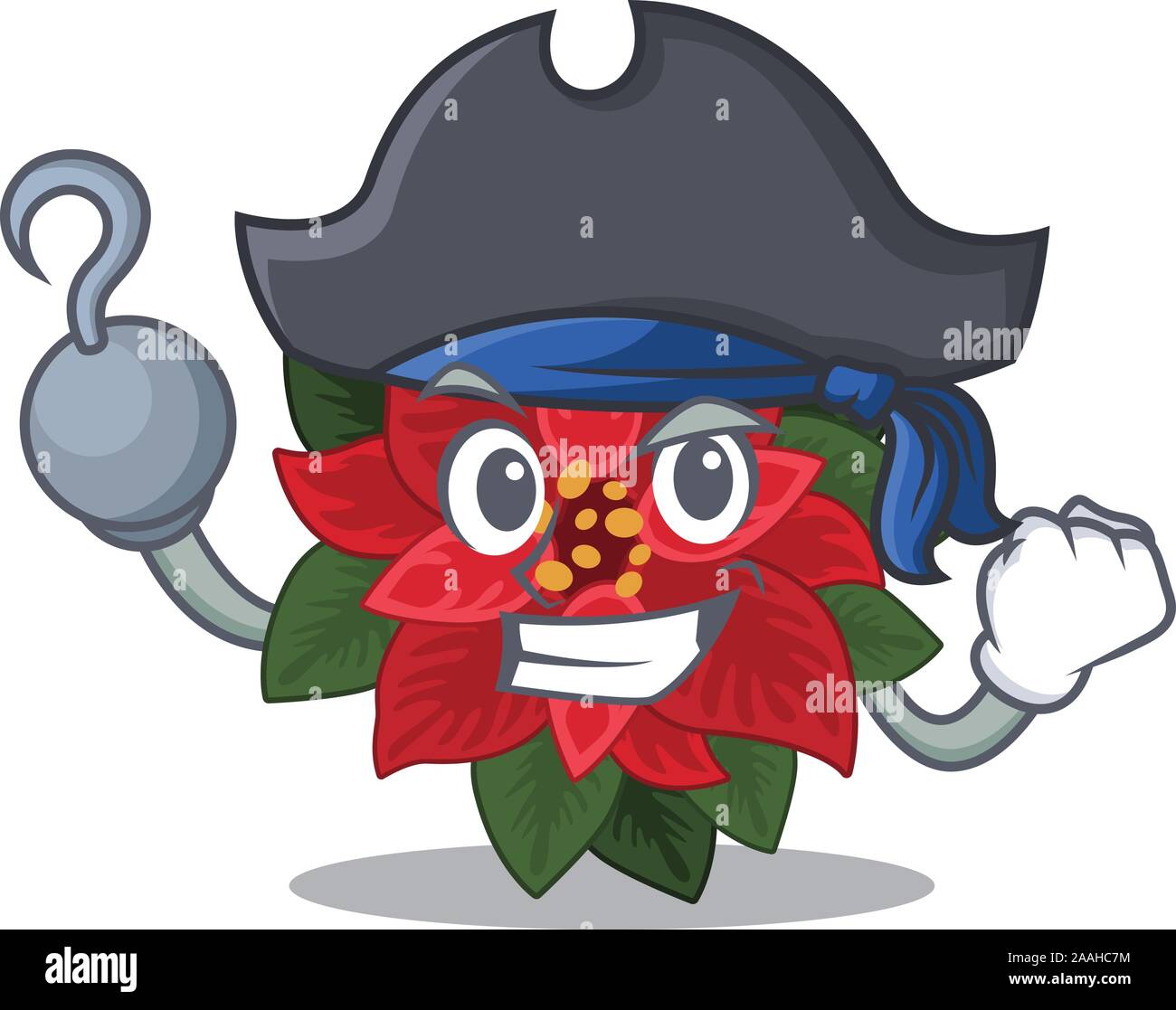 Flower Poinsettia cartoon style as a one hand Pirate Stock Vector Image ...