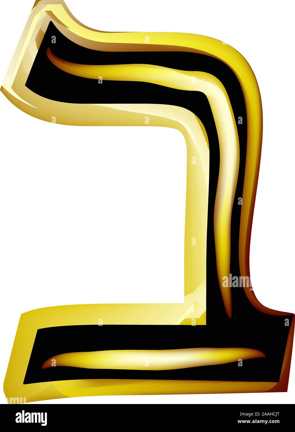 Golden Hebrew Alphabet. Brilliant Hebrew font. Letter gold Bet. Vector ...