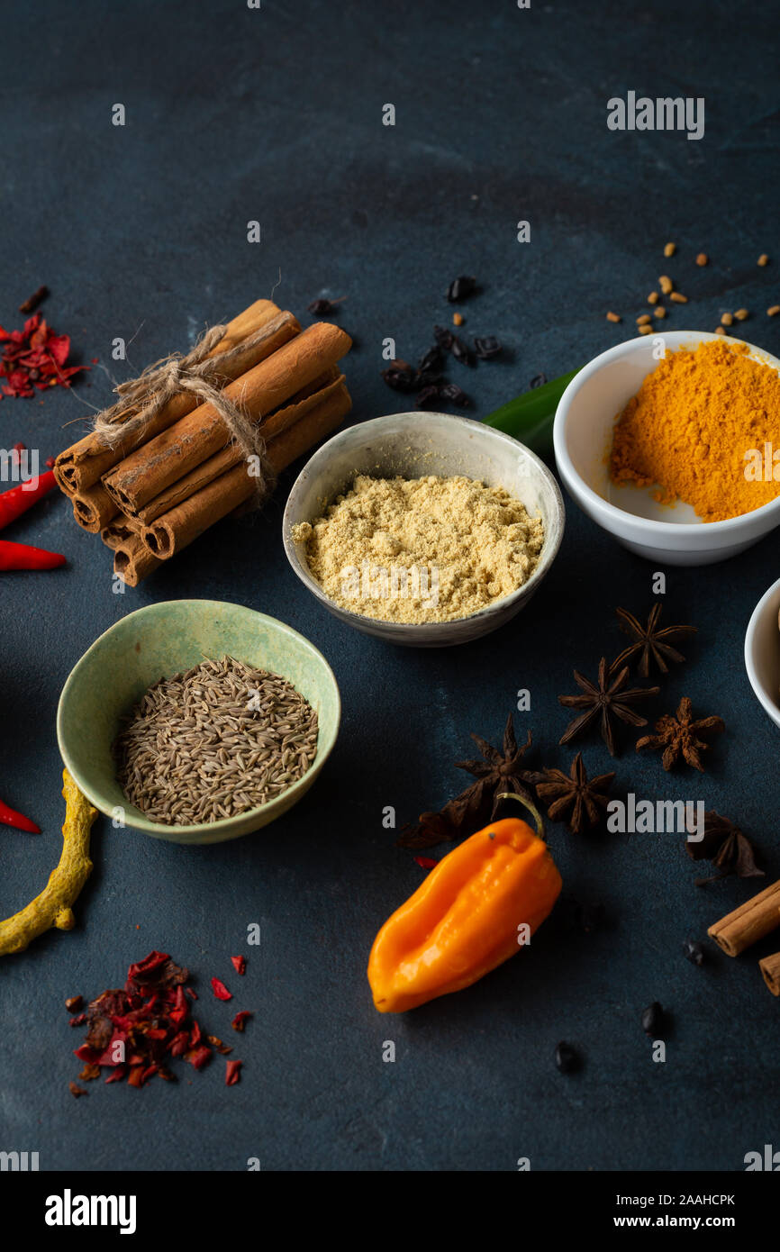 Fresh and colorful spice and seasoning mix Stock Photo - Alamy