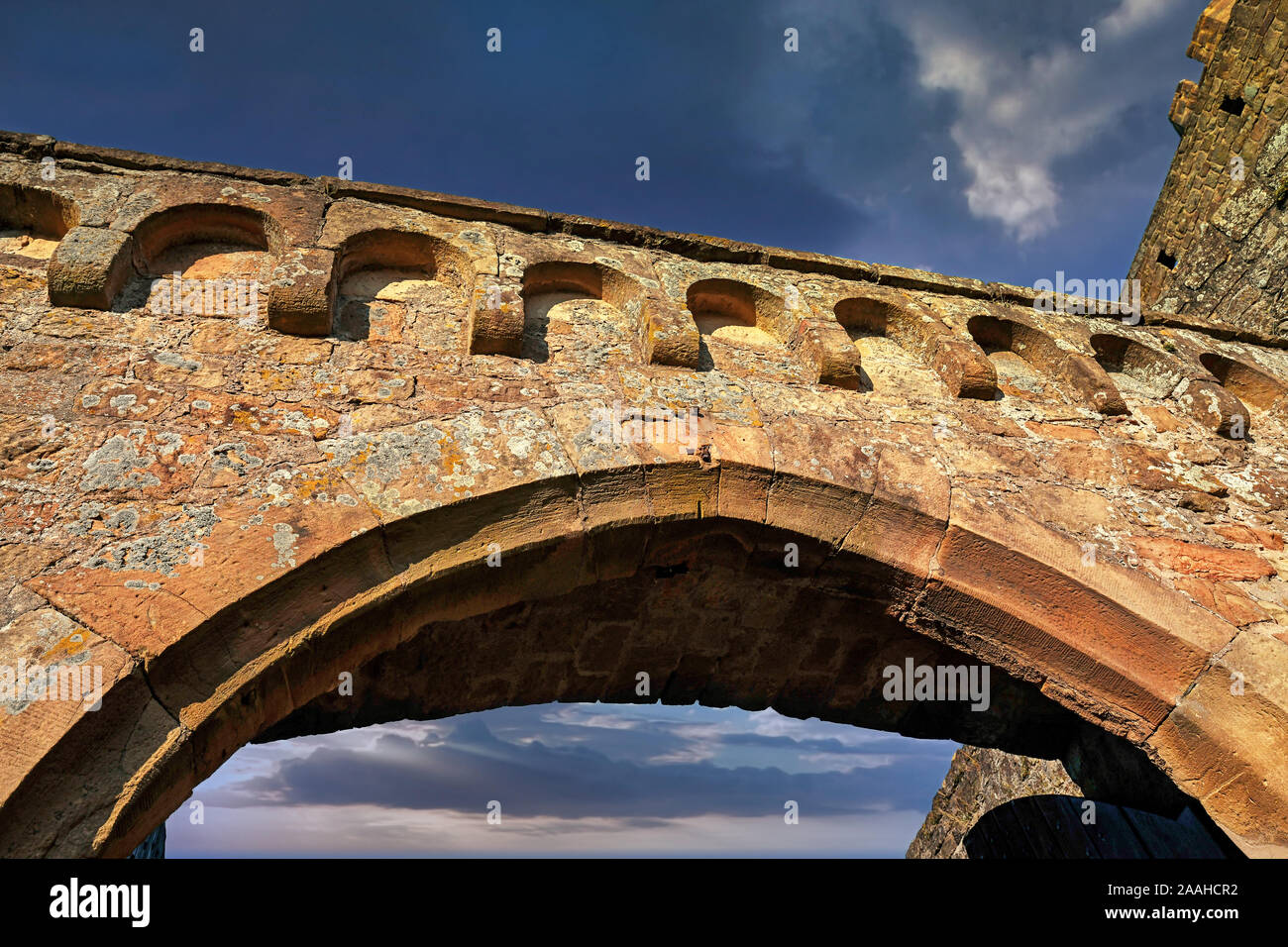 Arch above entrance in wall surrounding medieva German castle Stock ...