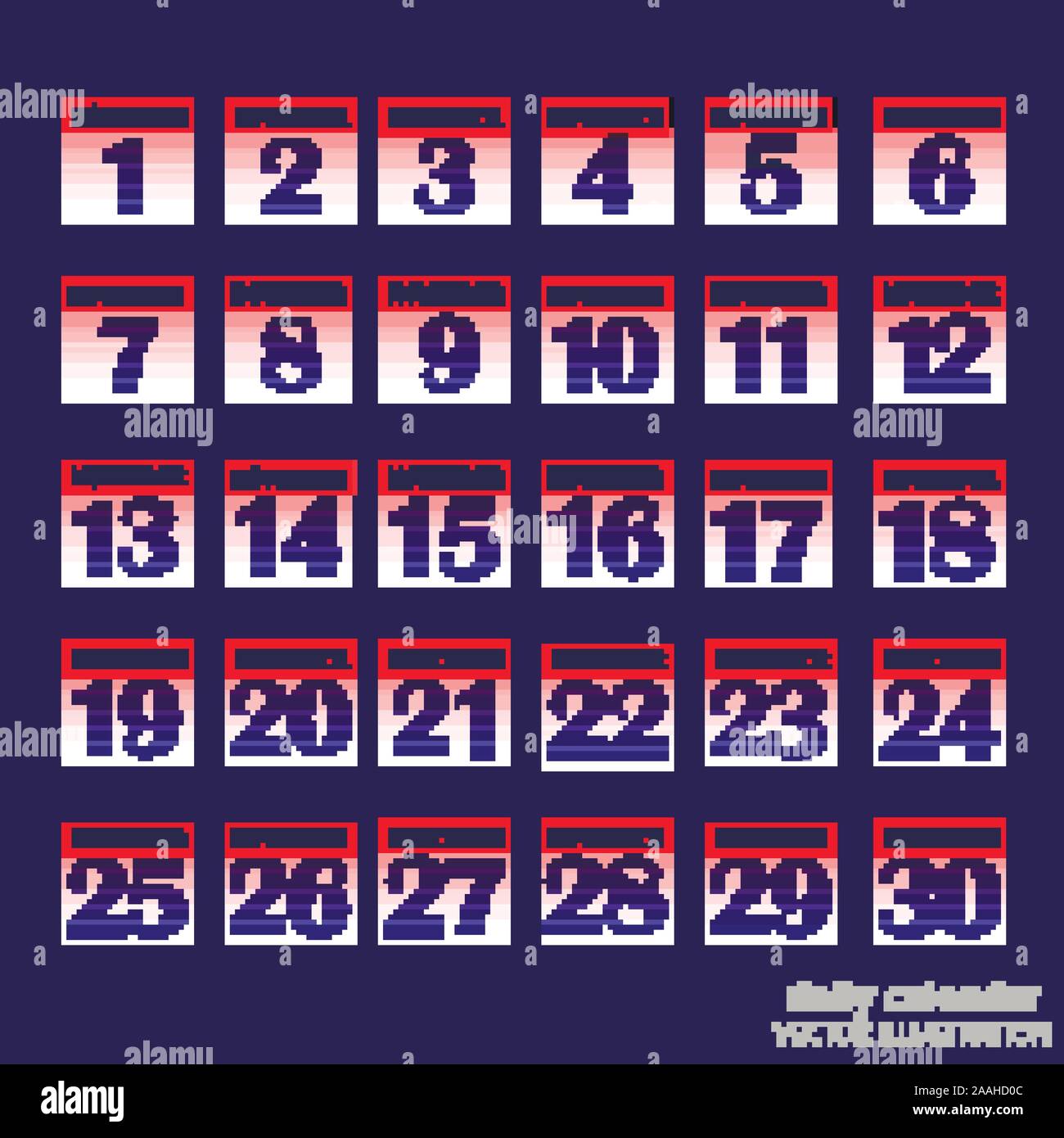 Set of buttons with calendar dates for the month of November. For ...