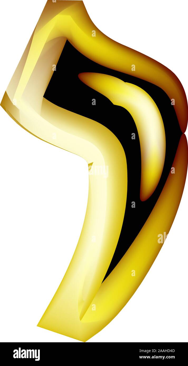 Golden Hebrew Alphabet. Brilliant Hebrew font. Letter gold Yod. Vector ...