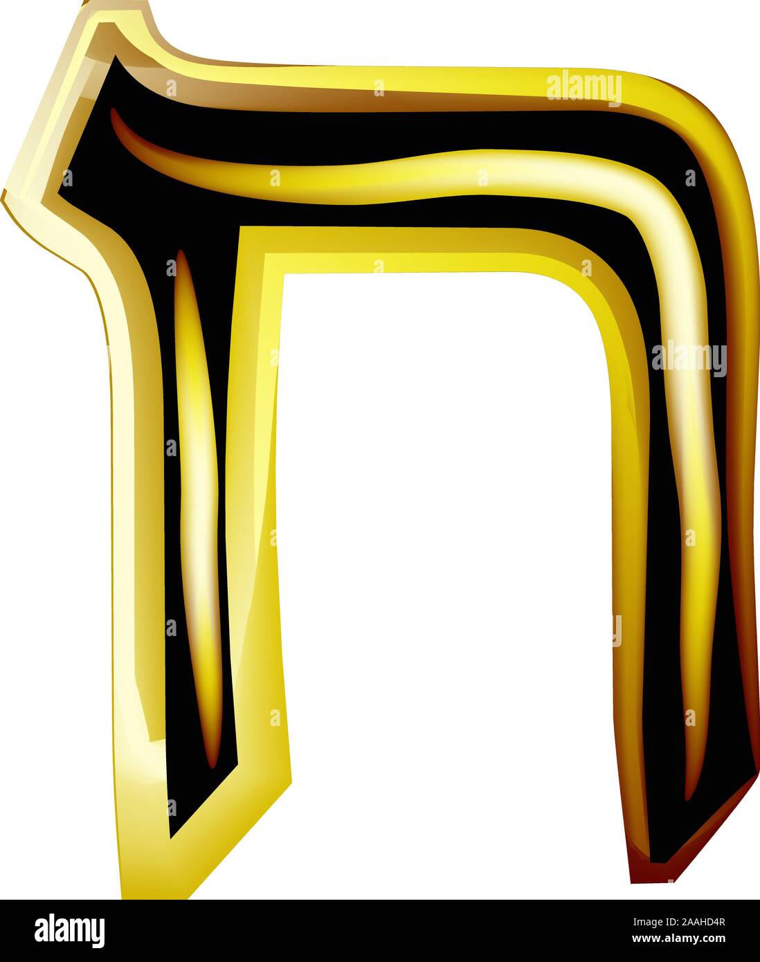 Golden Hebrew Alphabet. Brilliant Hebrew font. Letter gold Het. Vector ...