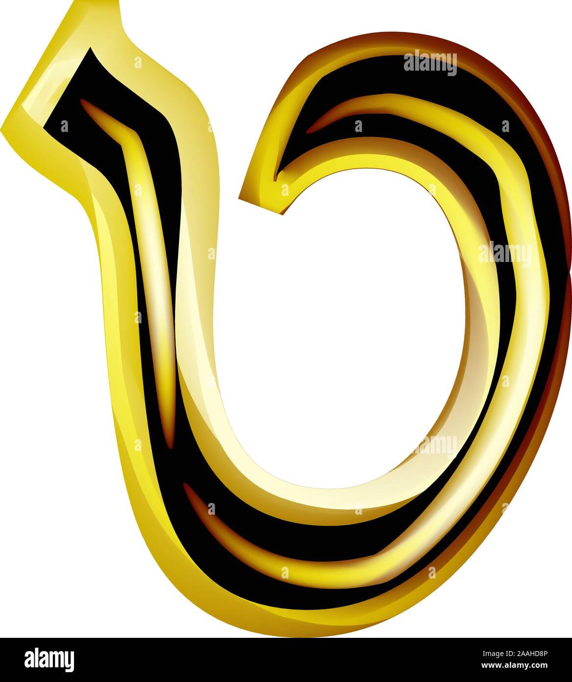 Golden Hebrew Alphabet. Brilliant Hebrew font. Letter gold Tet. Vector ...