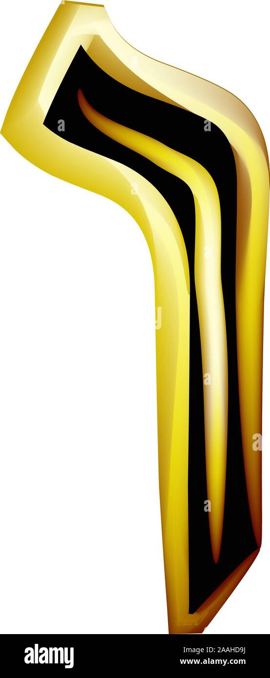 Golden Hebrew Alphabet. Brilliant Hebrew font. Letter gold Vav. Vector ...