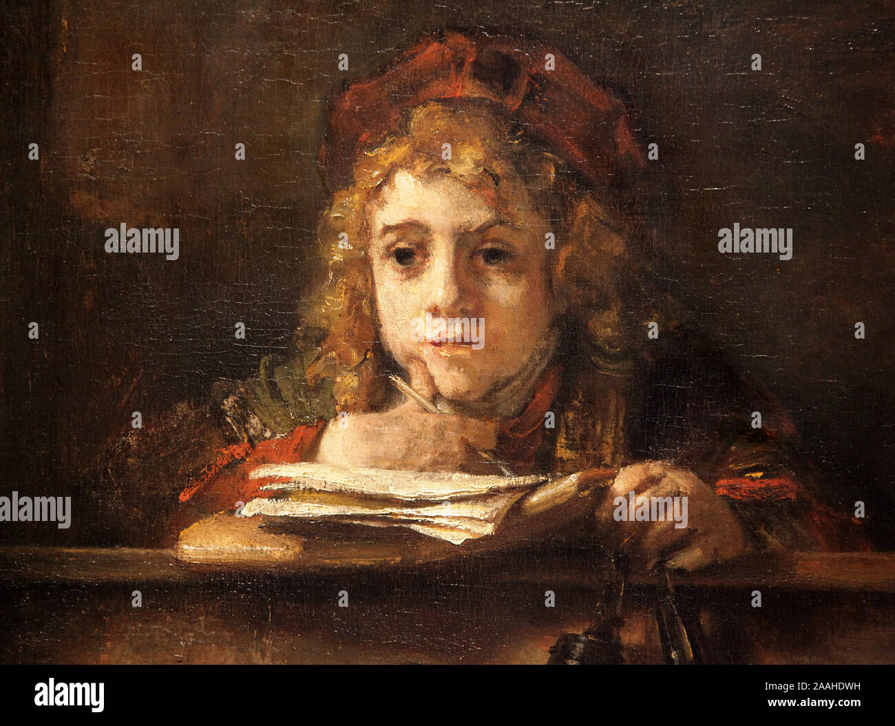 Titus at a Lectern or Titus at his Desk (1655) by Rembrandt van Rijn.a ...