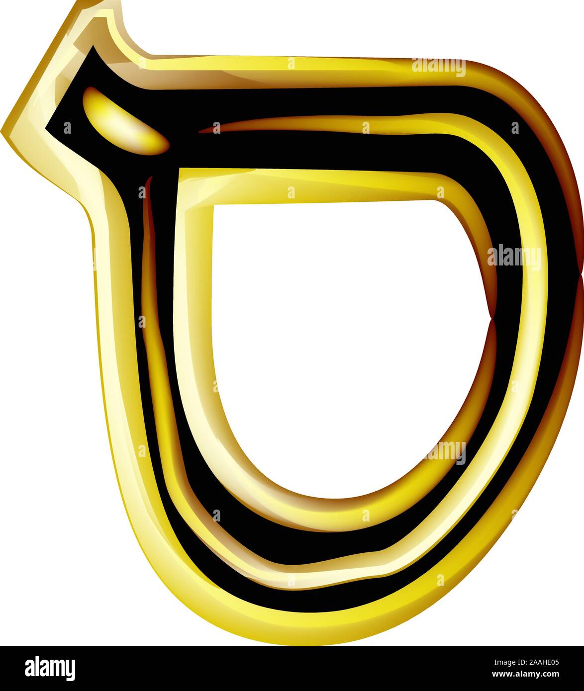 Golden Hebrew Alphabet. Brilliant Hebrew font. Letter gold Sameh ...
