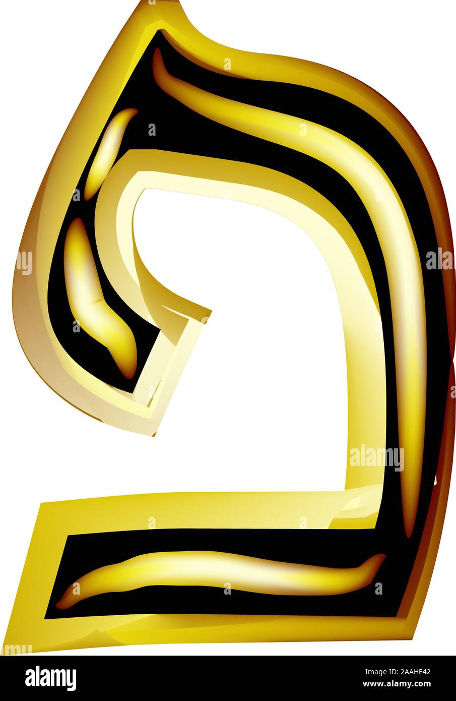 Golden Hebrew Alphabet. Brilliant Hebrew font. Letter gold Pei. Vector ...