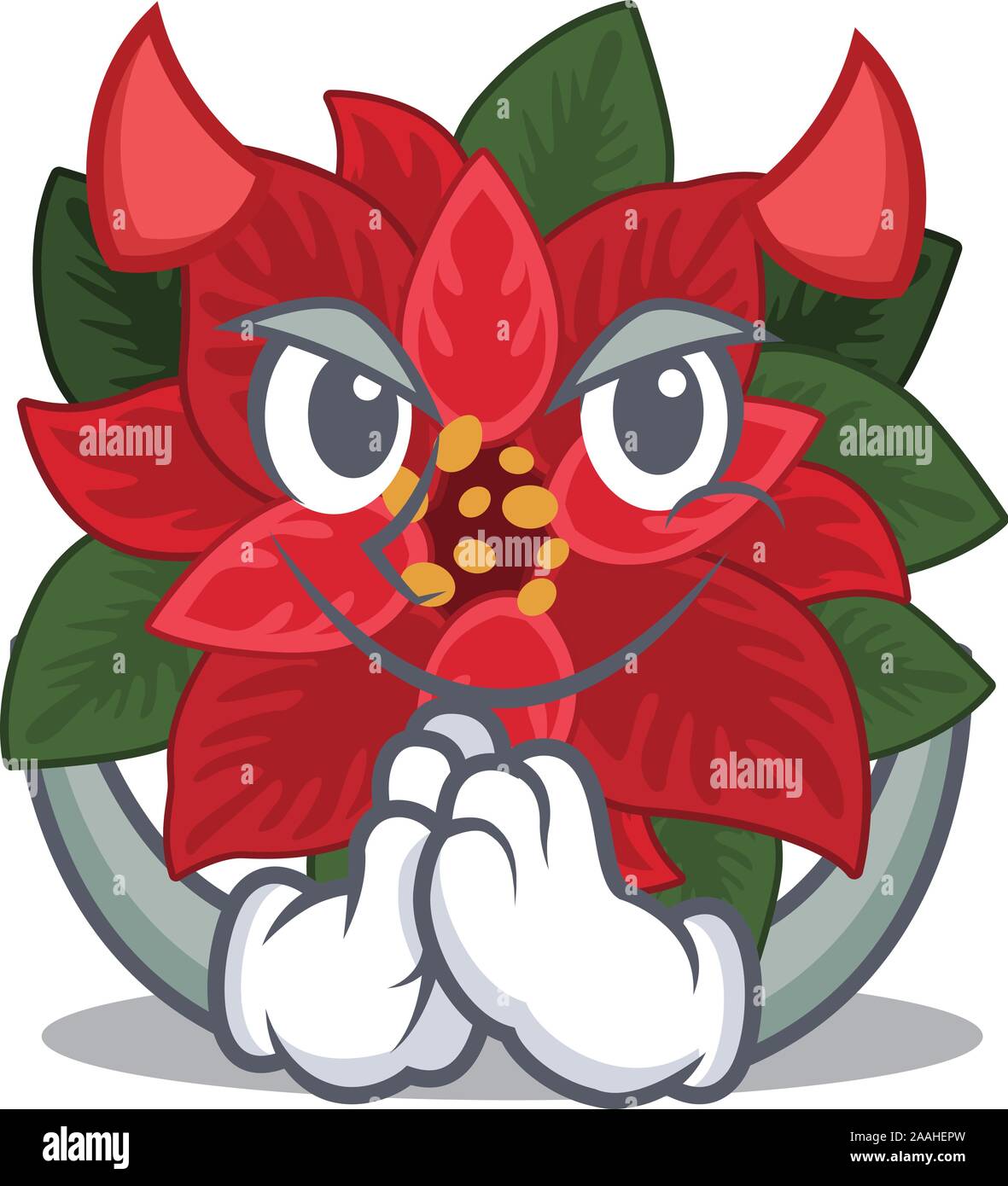Vector illustration of flower poinsettia on a Devil gesture design ...