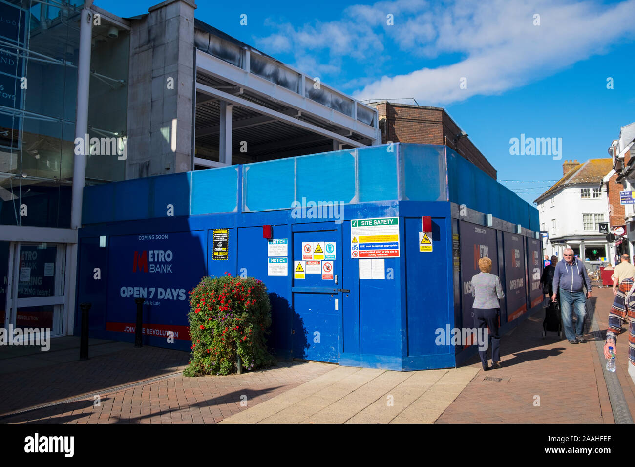 Site of a new metro bank with hoarding facing the high st. ashford ...