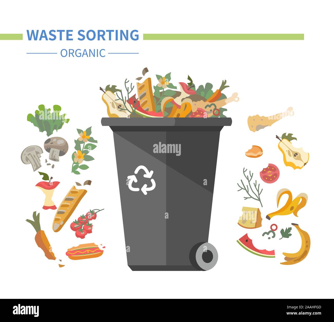 Organic waste recycling - modern flat design style illustration Stock ...