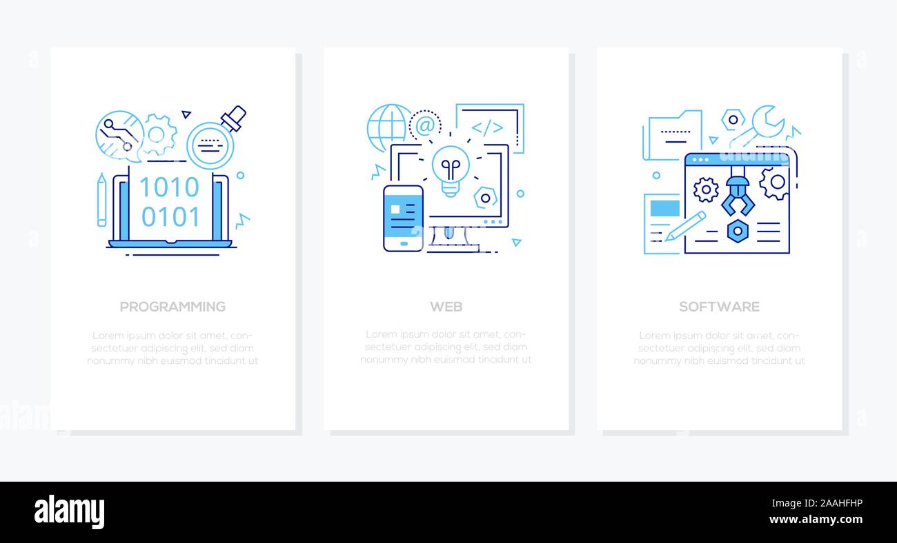 Programming concept - line design style banners set Stock Vector Image ...