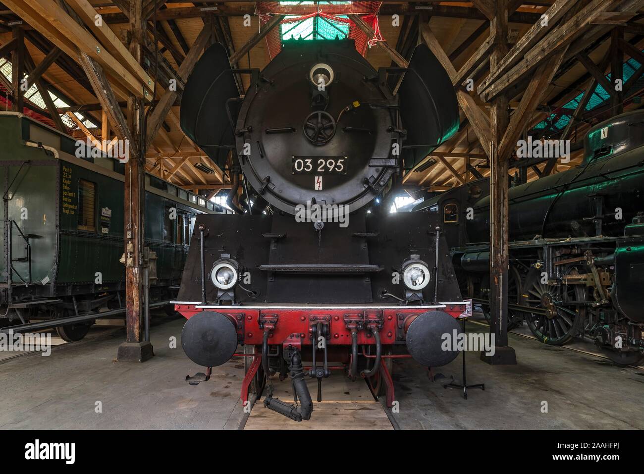 Express steam locomotive 03 295, year of construction 1937, roundhouse ...