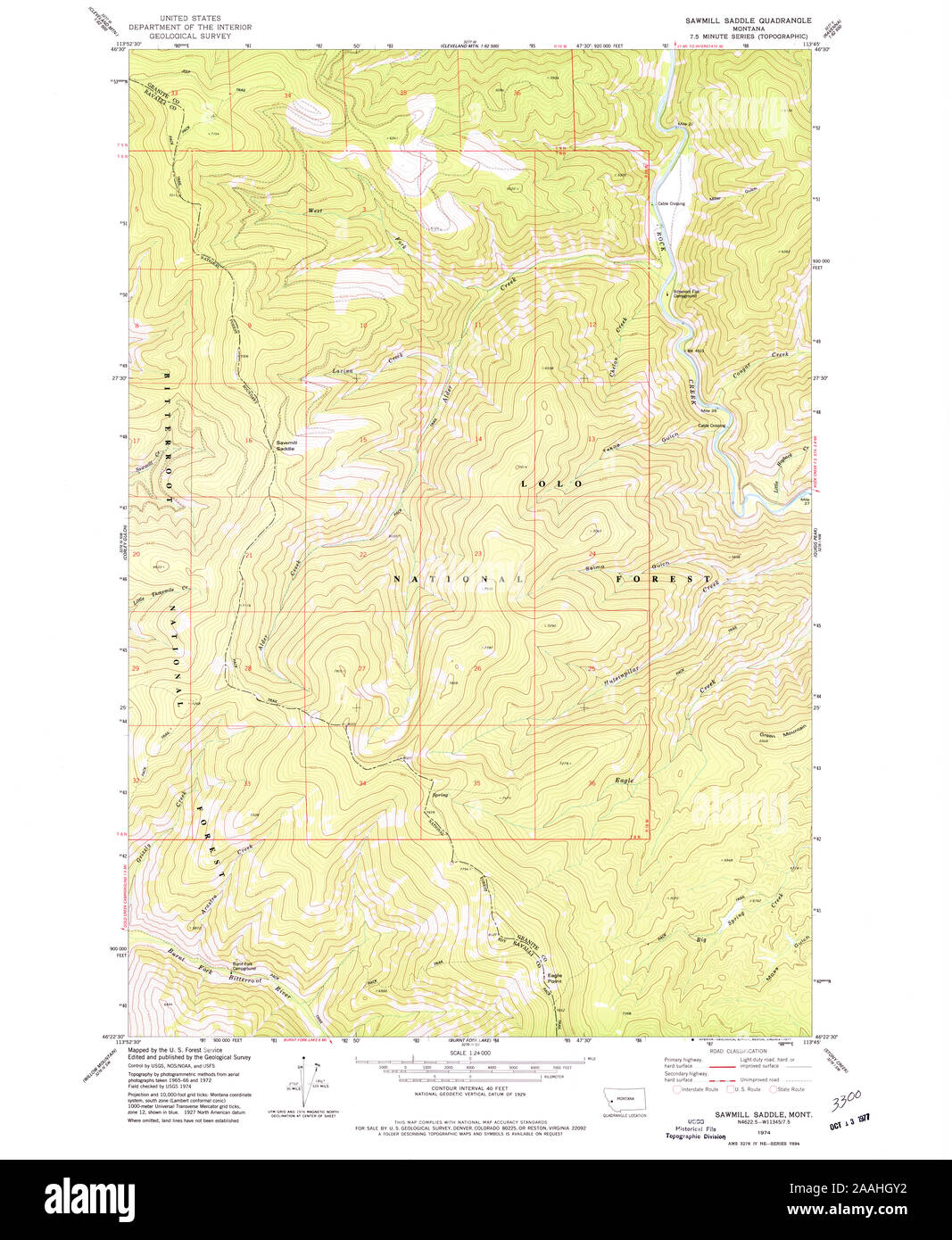 USGS TOPO Map Montana MT Sawmill Saddle 266548 1974 24000 geo ...