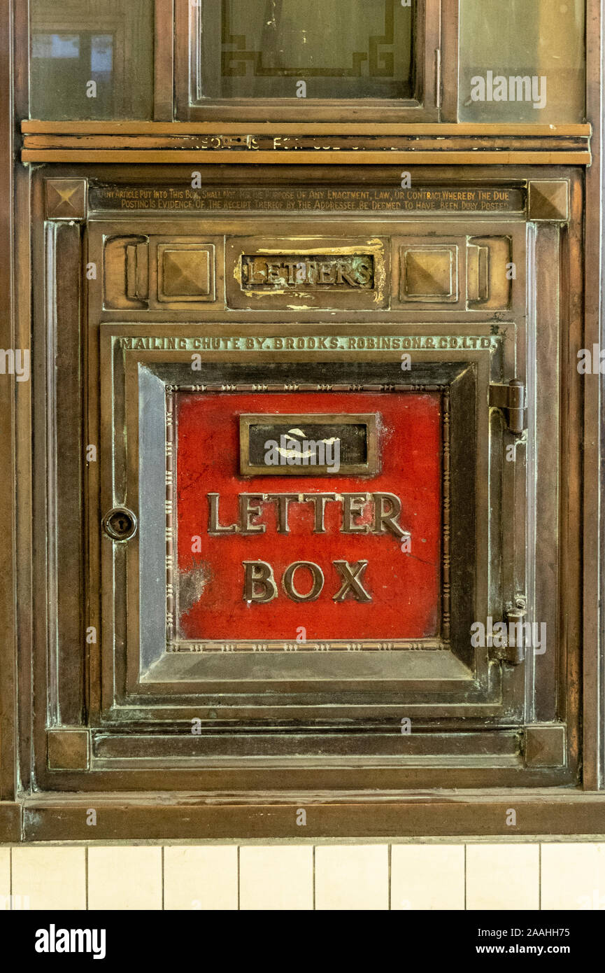 Brass letterbox in Nicholas Building Melbourne Victoria Australia Stock ...