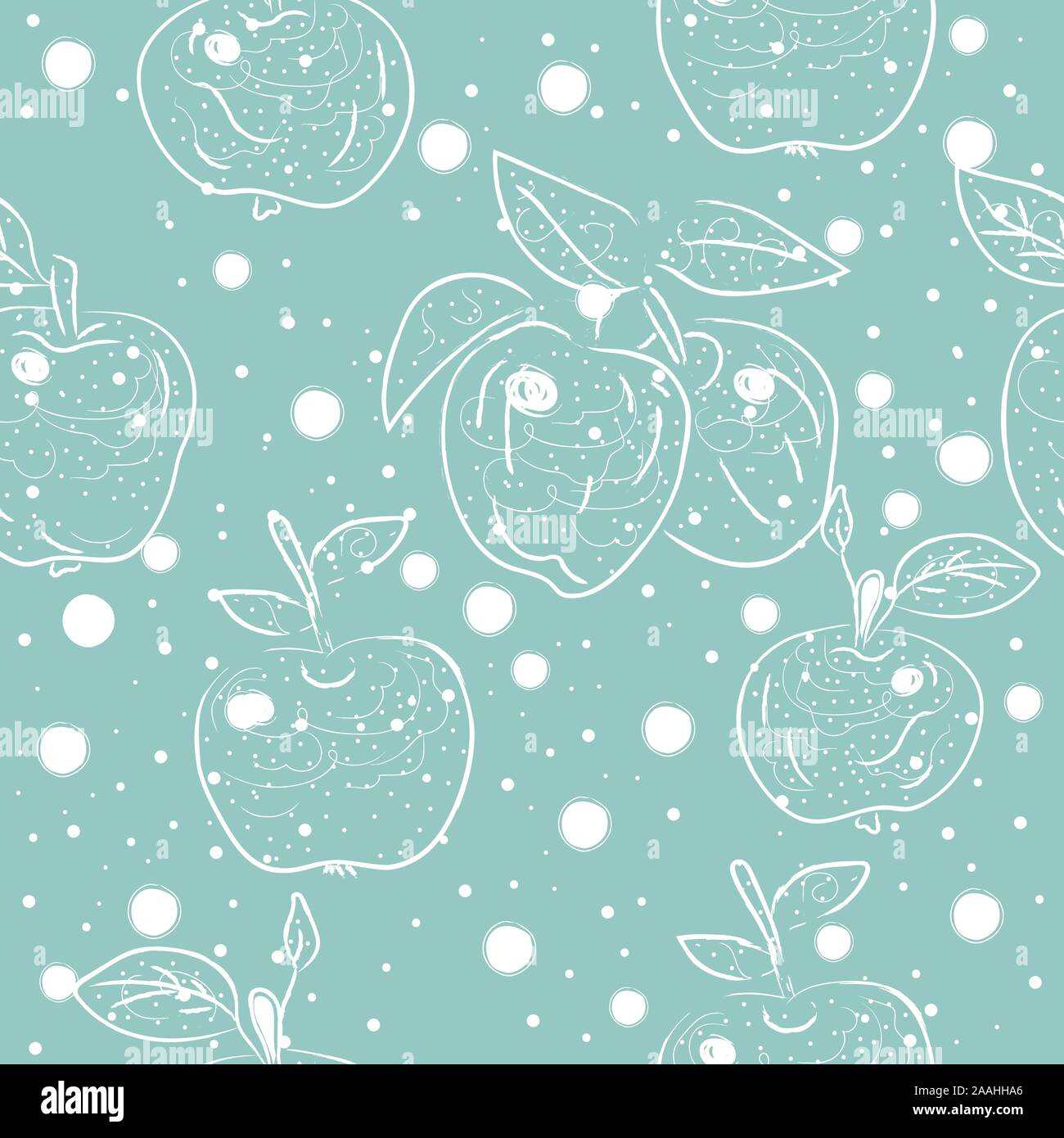 Cute Seamless Pattern with Apples. Scandinavian Hand Drawn Style ...