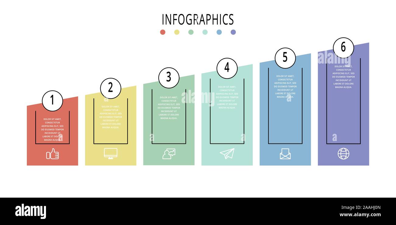 Vector template infographics. Business concept with 6 columns. Six ...