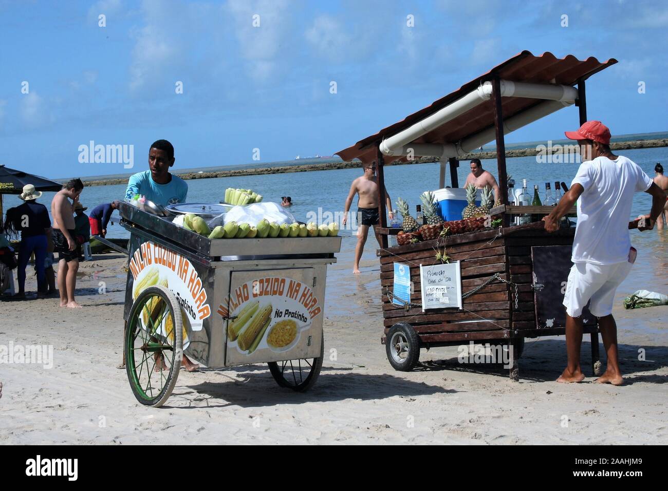 Beach vendor in Porto de Galinhas Stock Photo - Alamy