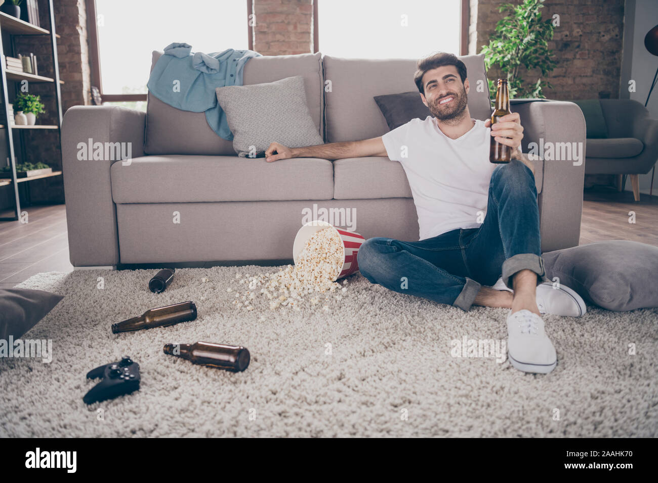 Man relax drink mess hi-res stock photography and images - Alamy